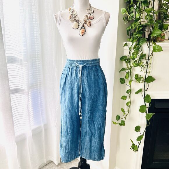 raya sun | Pants & Jumpsuits | Raya Sun Blue Linen Blend Summer ...